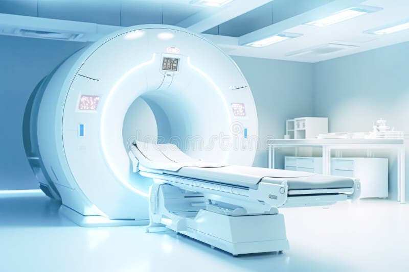 A White MRI Machine with a Blue Screen Stock Photo - Image of magnetic ...