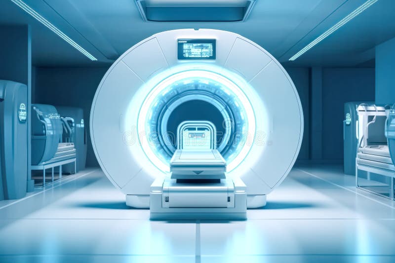 A White MRI Machine with a Blue Screen. Stock Image - Image of tumor ...