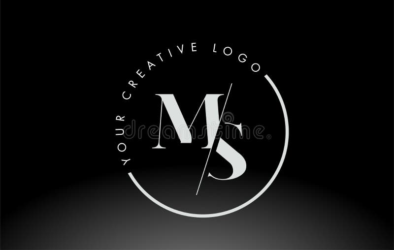 White MS Serif Letter Logo Design with Creative Intersected Cut Stock ...