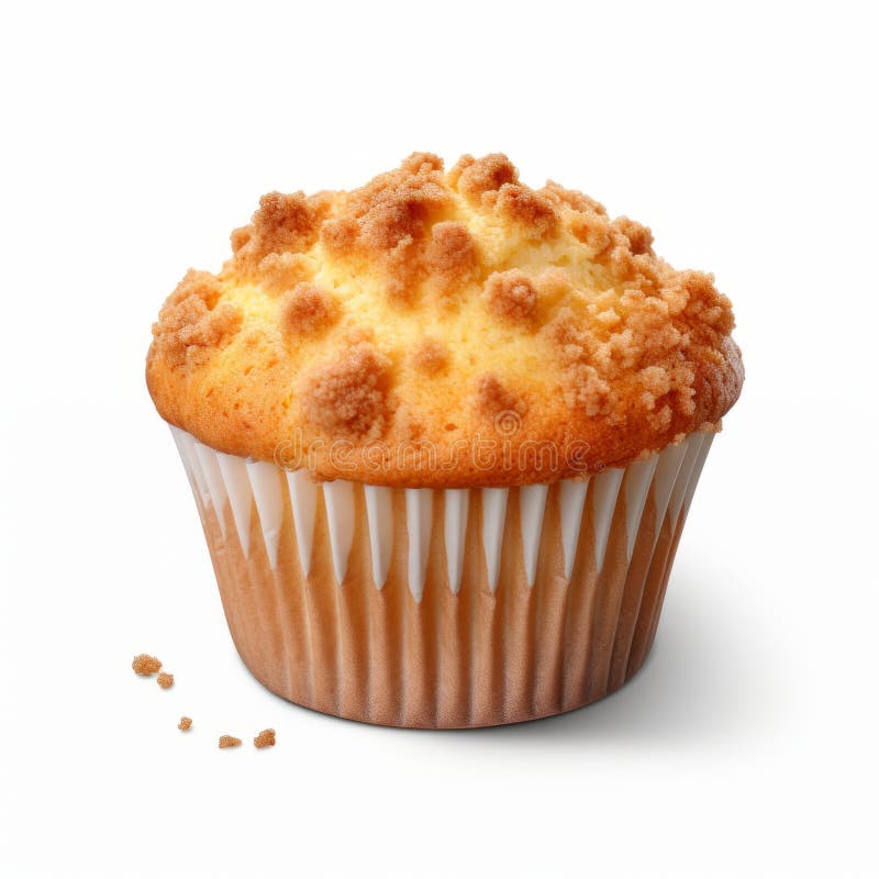 Realistic Apple Crumbled Muffin with Isolated White Background Stock ...
