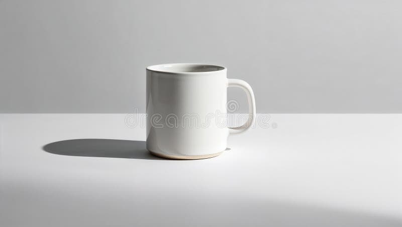 White Mug Casting a Shadow on a White Table in Bright Sunlight Stock ...