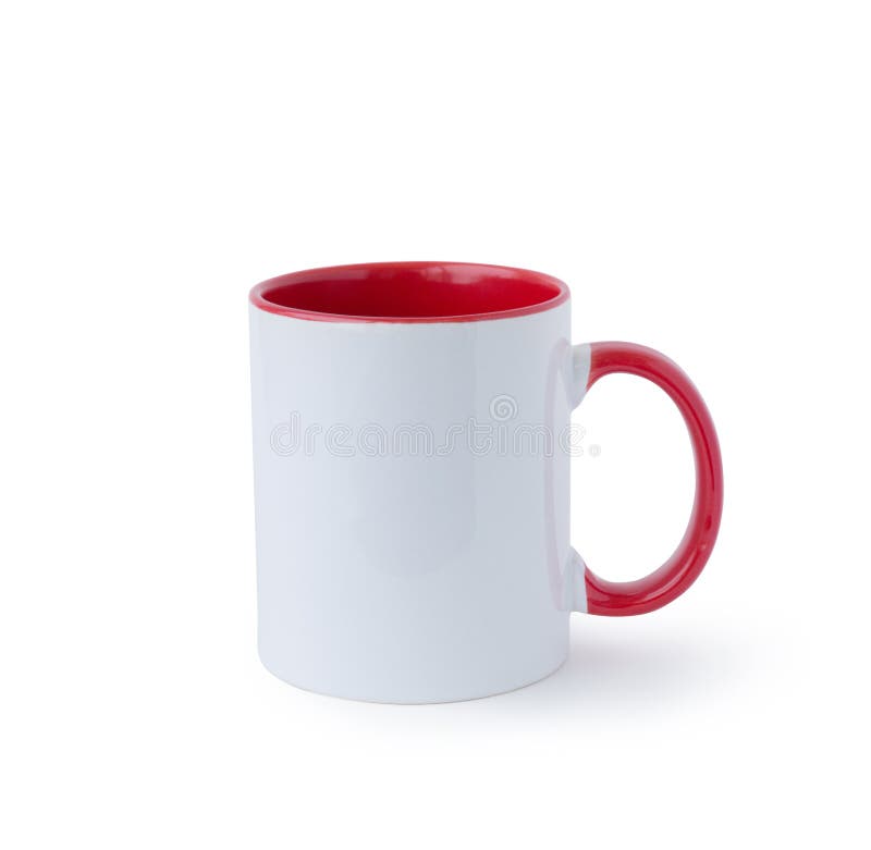 White Mug With A Red Handle Isolated Stock Photo - Image of design ...