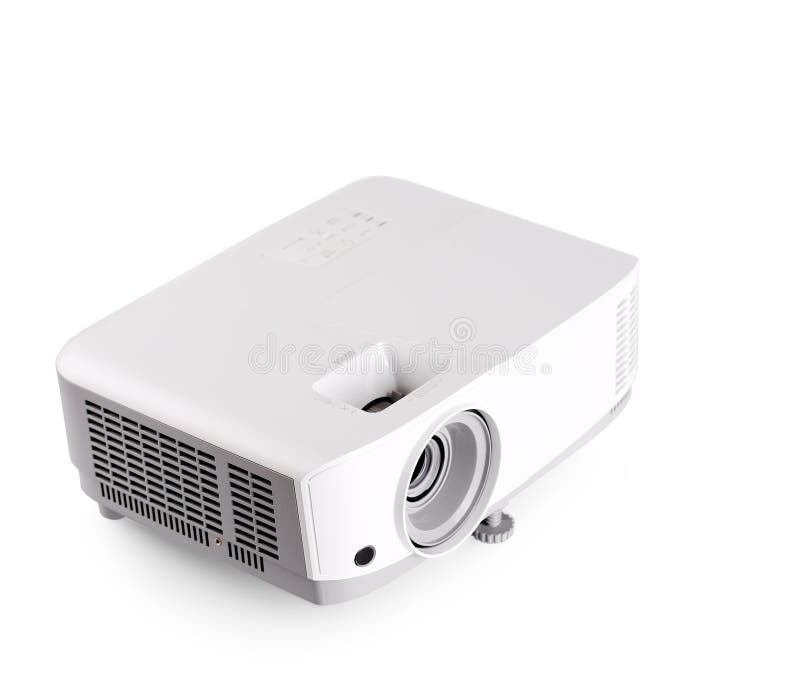White Multimedia Projector Isolated on White Background Stock Photo ...