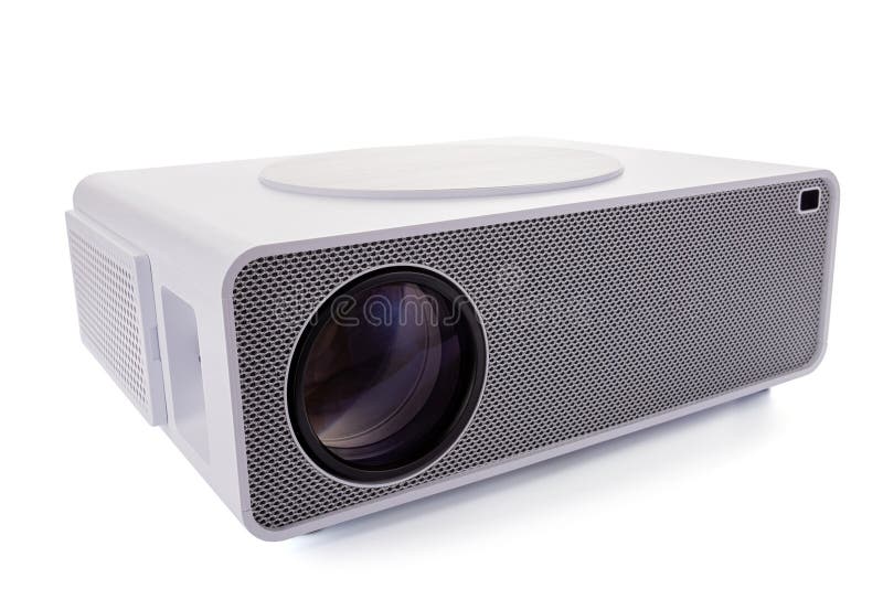 White Multimedia Projector Isolated on White Background Stock Image ...