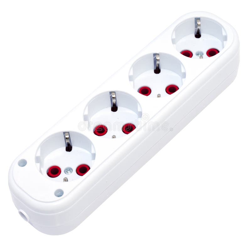 White Multiple Socket (with Clipping Path) Stock Image - Image of ...