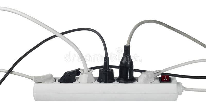 White Multiple Socket and Plugs Sideways Stock Image - Image of ...