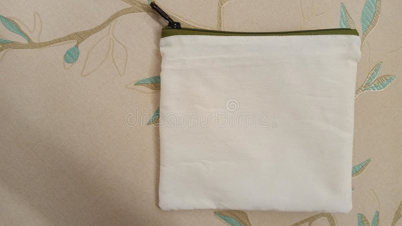 White Multipurpose Bag with Green Zipper for Product Design Stock Photo ...