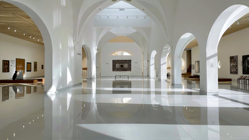 A White Museum with Arches and Windows Stock Image - Image of indoor ...