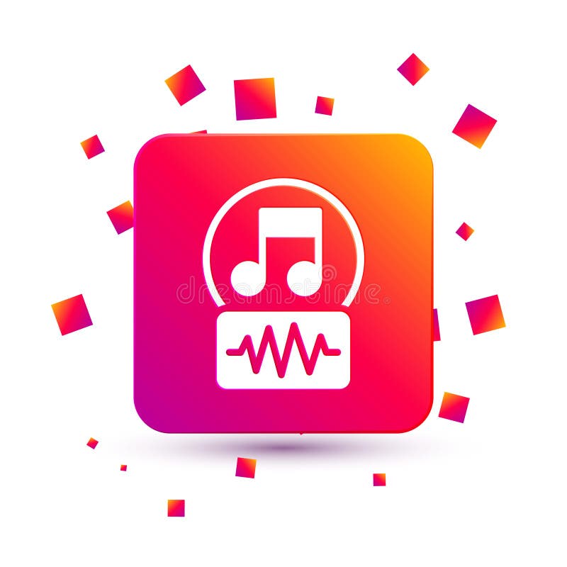 White Music Note, Tone Icon Isolated on White Background. Square Color ...