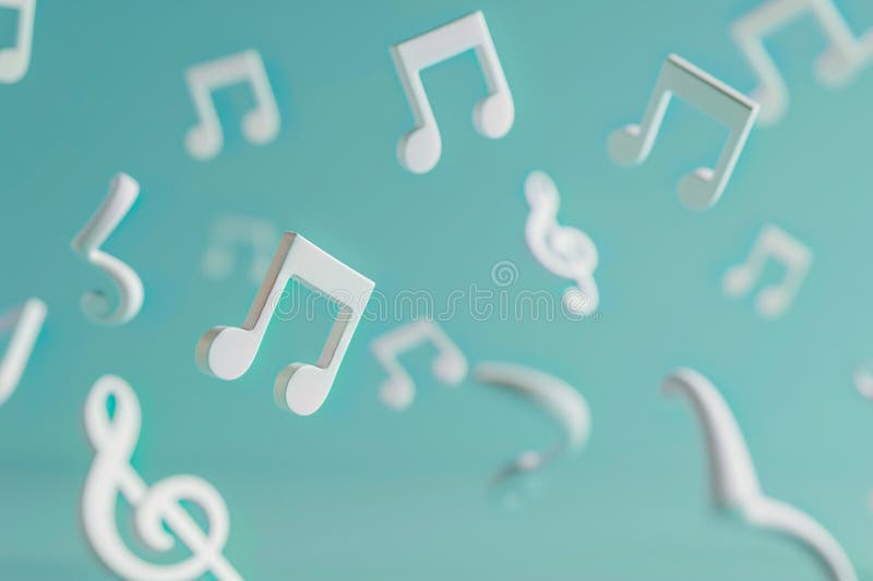 Floating Music Notes on a Blue Background Stock Illustration ...