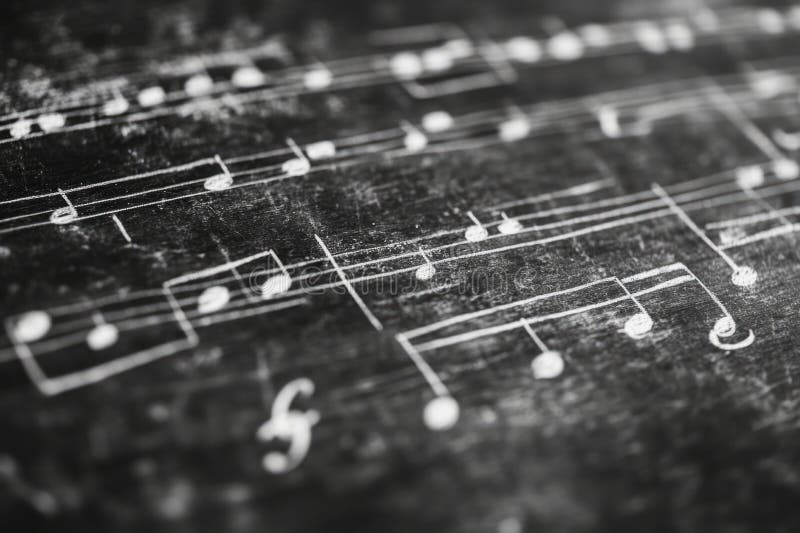 White Music Notes Written Over Grunge Black Background Creating a ...