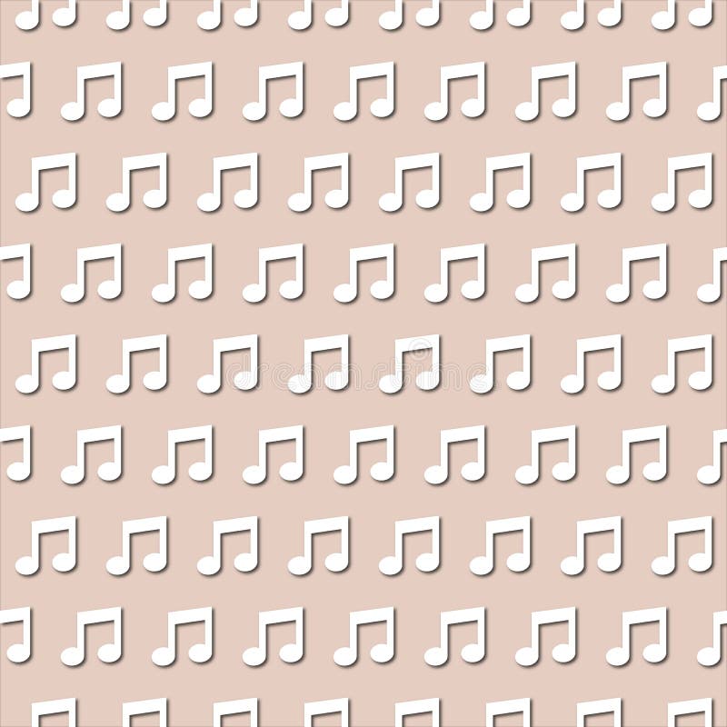 White Musical Note on Pale Beige, Coffee Color Background, Paper Cut ...