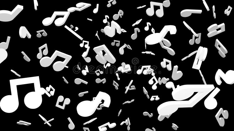 White Musical Notes on Black Background. Stock Illustration ...