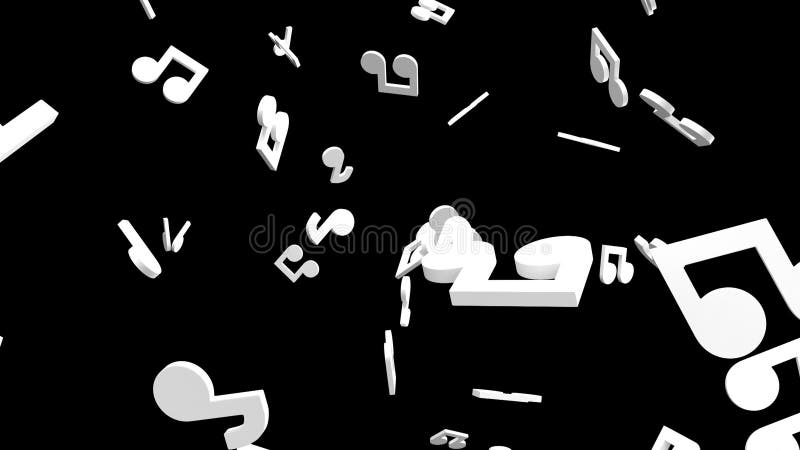 White Musical Notes on Black Background. Stock Video - Video of ...