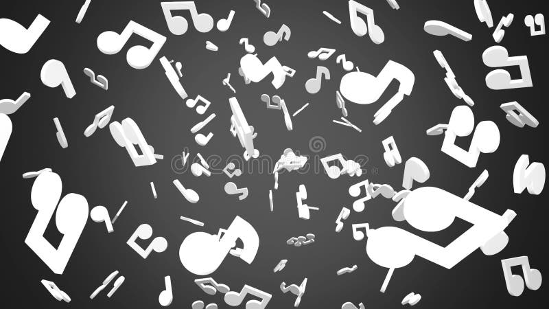 White Musical Notes on Black Background. Stock Video - Video of ...