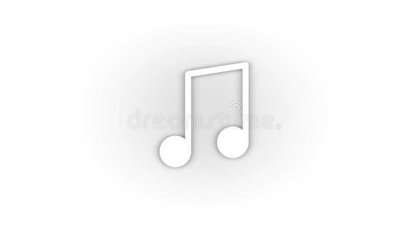 White Musical Notes Icon with Shadow Isolated on White Background ...