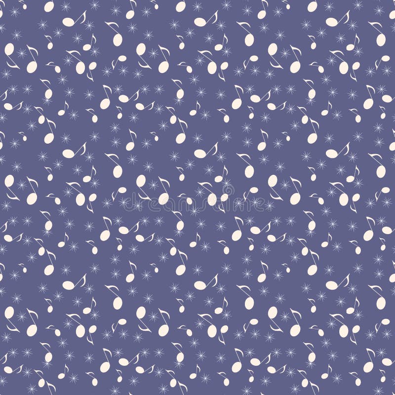 White Musical Notes and Snowflakes are Randomly Scattered Over the Blue ...