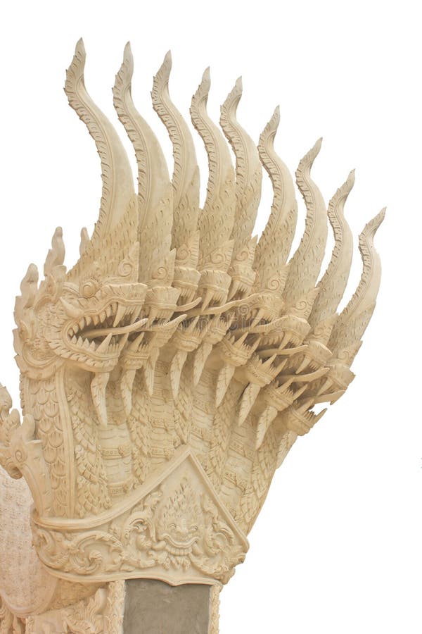 White Naga Statue at Kwan Phayao with Evening Sun Stock Image - Image ...