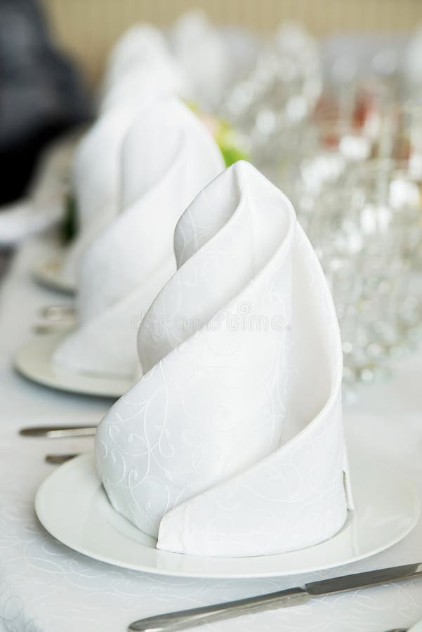 White Napkin in Restaurant. Banquet Stock Image - Image of setting ...