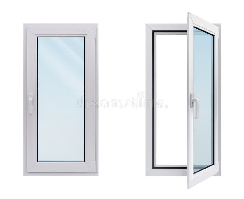 White Narrow Windows in Side View on a White Background. Stock Vector ...