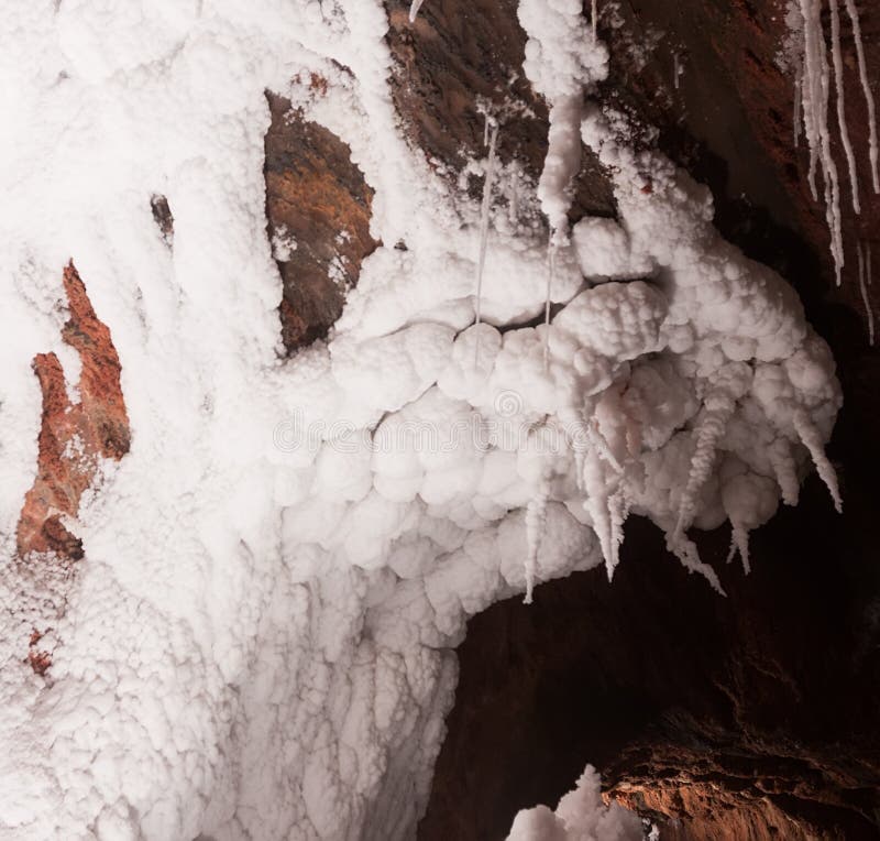 White Natural Salty Stalactites at Salt Cave Stock Image - Image of ...