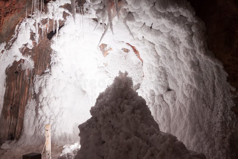 White Natural Salty Stalactites at Salt Cave Stock Image - Image of ...