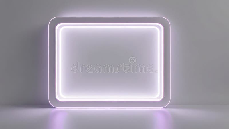 White Neon Frame with Soft Glow, Embodying Elegance and Modern Design ...