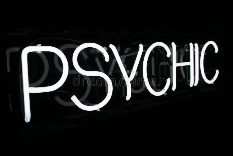 White Neon Psychic Sign 1 stock photo. Image of card - 17807854