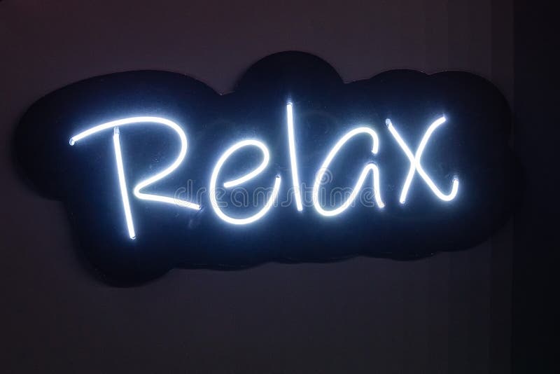 White Neon Relax stock image. Image of sign, black, relax - 262198569