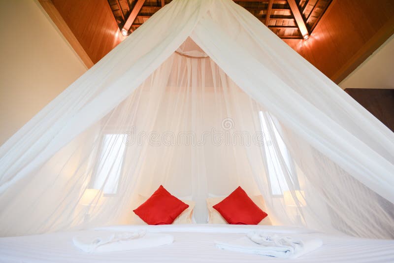 White Net Dome Over Bed, Romantic Room Stock Image - Image of dome ...