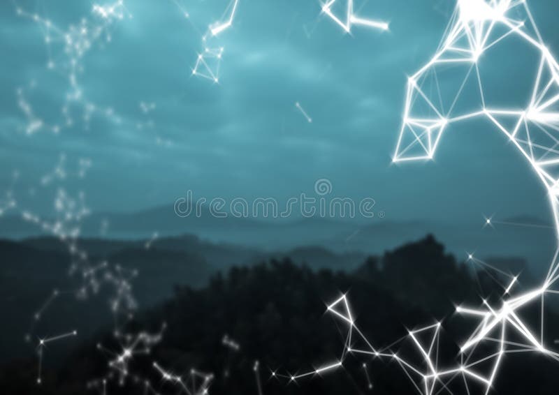 White Network Against Mountains at Night Stock Photo - Image of shot ...
