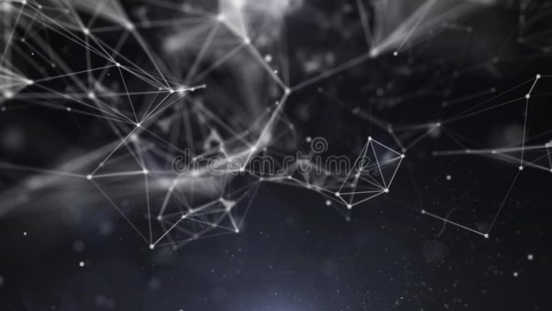 White Network Low Poly Mesh Line Structure Dynamic Moving Backward Fly ...