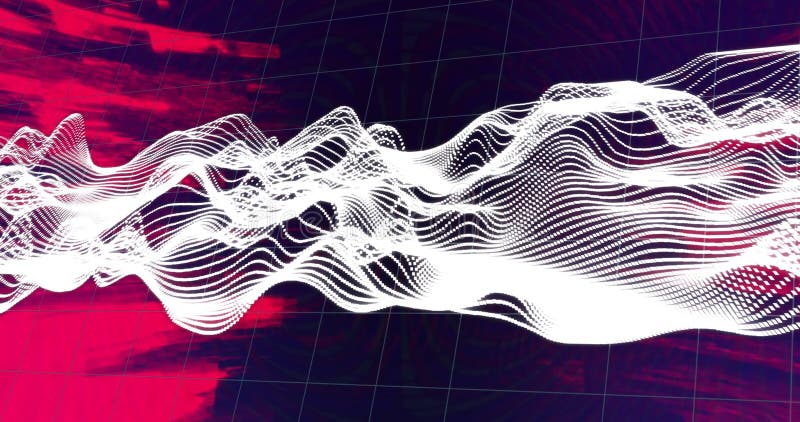 White Network Wave Over Flashing Red Light on Black Background Stock ...