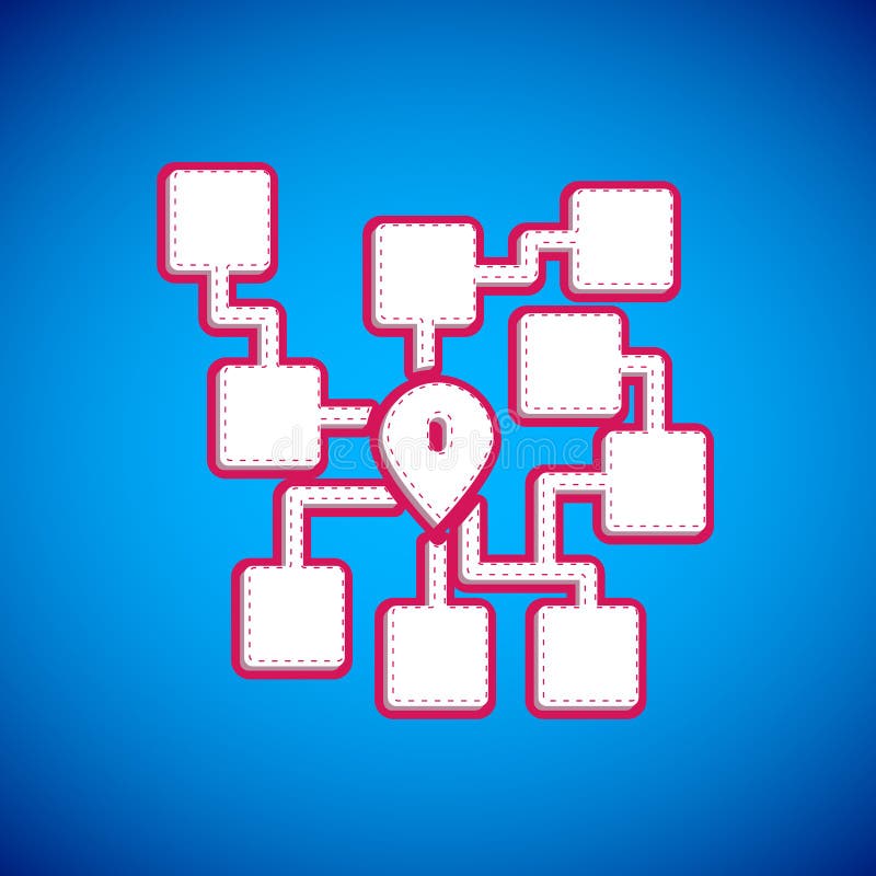 White Neural Network Icon Isolated on Blue Background. Artificial ...