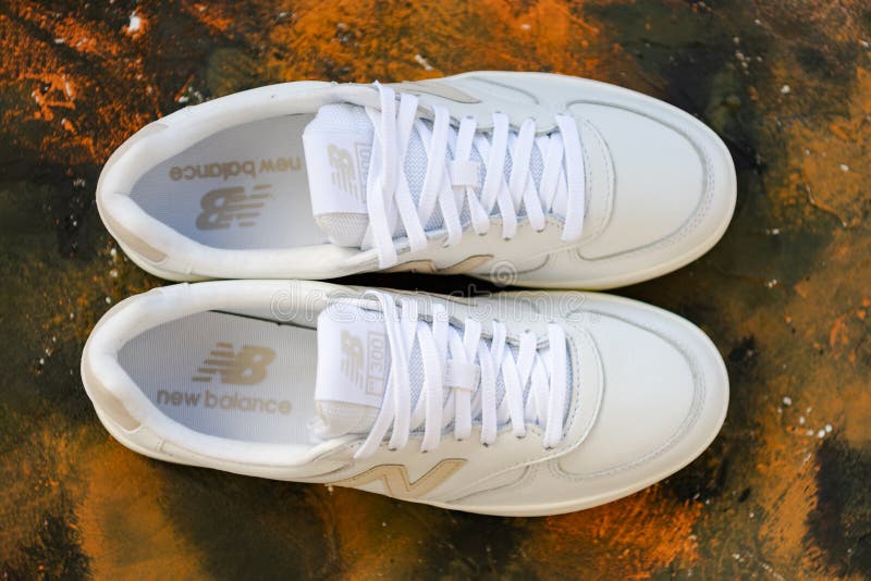 White New Balance 300 Sneakers Top View Editorial Photo - Image of ...