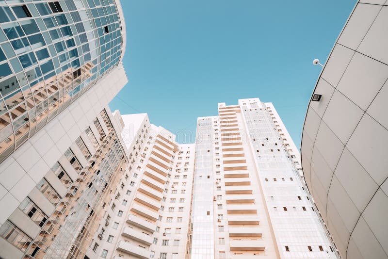 White New Modern Skyscrapers. New Luxury Residential Complex. Texture ...