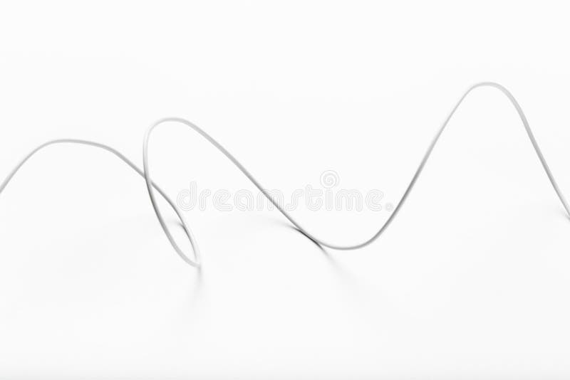 White New Wire Cable Isolated on a White Background Abstraction Stock ...