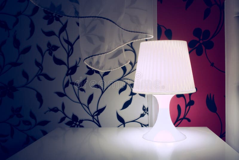 White Night Light in a Room Interior Stock Image - Image of home, sleep ...