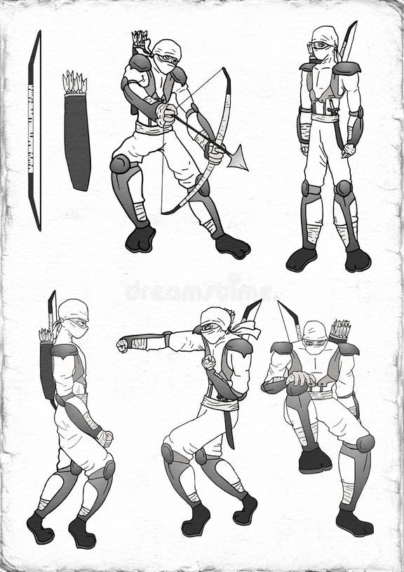 White ninja illustration stock illustration. Illustration of papyrus ...