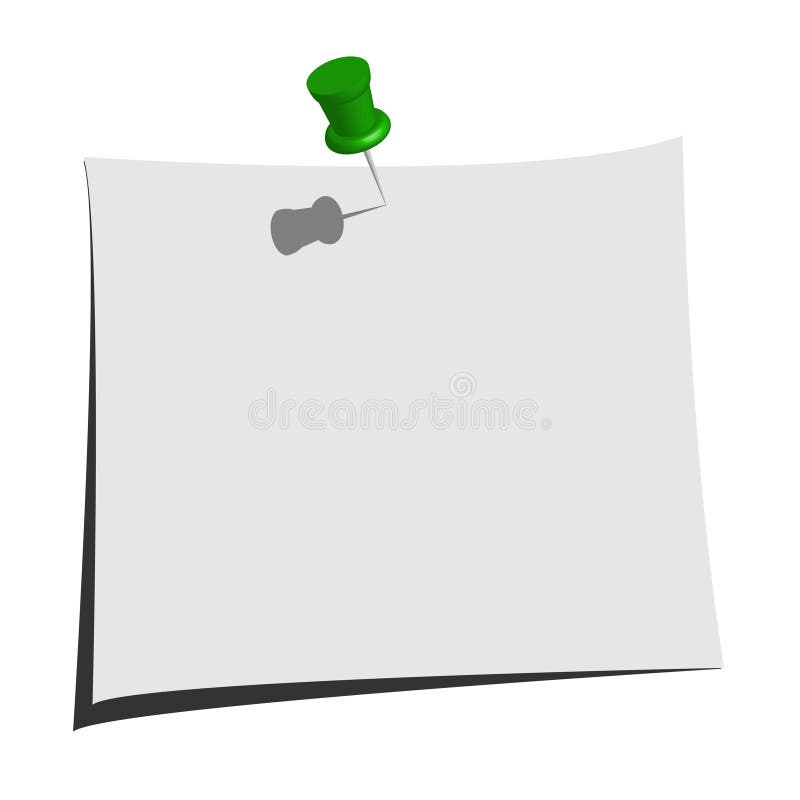 Push pin and paper note stock vector. Illustration of message - 12550913