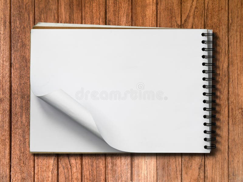 White Note Book Blank Page on Wood Horizontal Stock Photo - Image of ...