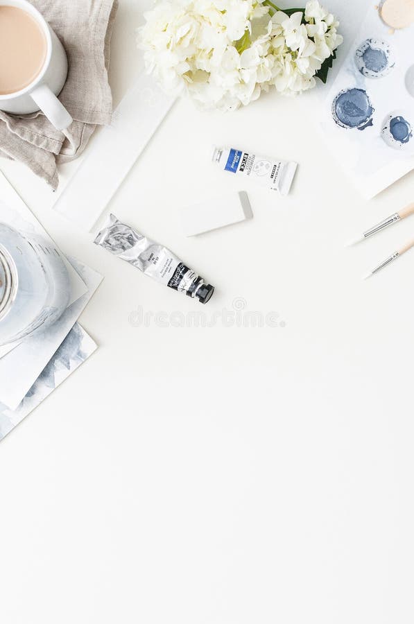 White Note Book and Coffee Watercolor Chaotic Texture Abstract with ...