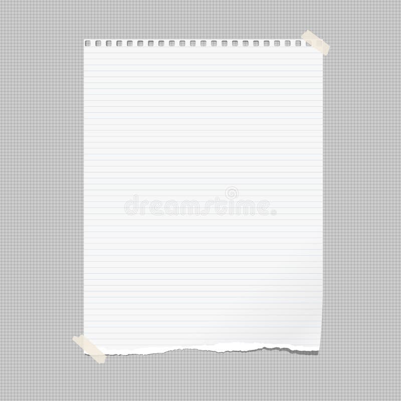 White Note, Notebook Paper with Torn Edge Stuck on Gray Squared ...
