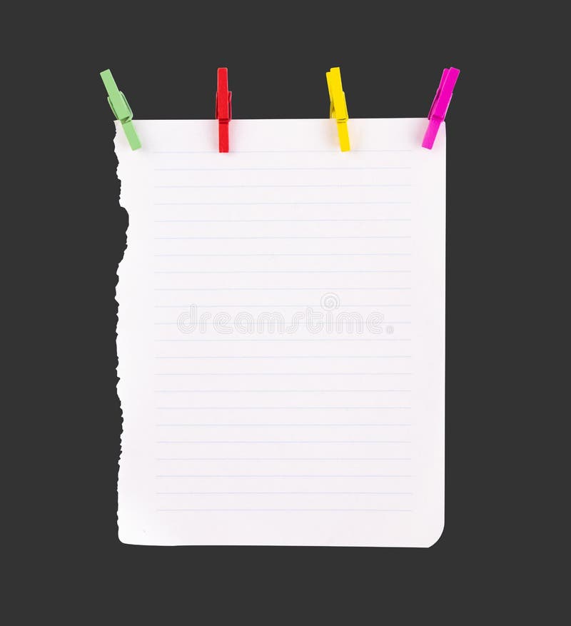 White Note Paper Fastened with Colored Pegs Stock Photo - Image of note ...