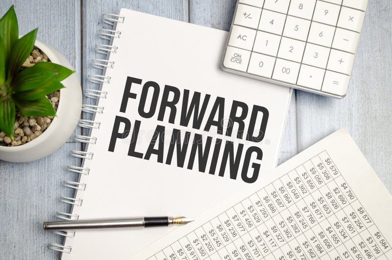 White Notebook, Charts, Pen and Forward Planning Words Stock Photo ...