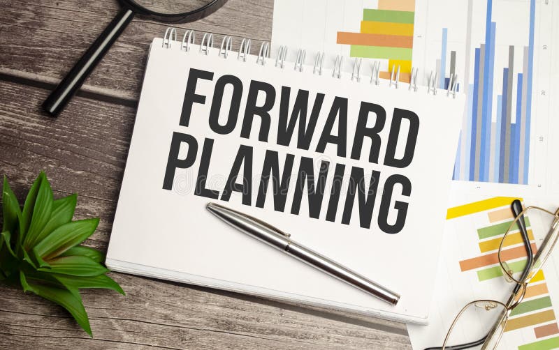 White Notebook with Forward Planning Words and Charts Stock Image ...