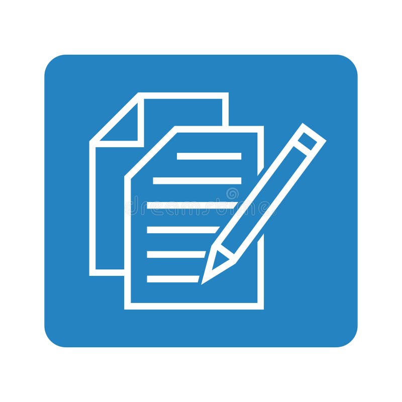 White Notebook Icon in Blue Square Stock Vector - Illustration of ...