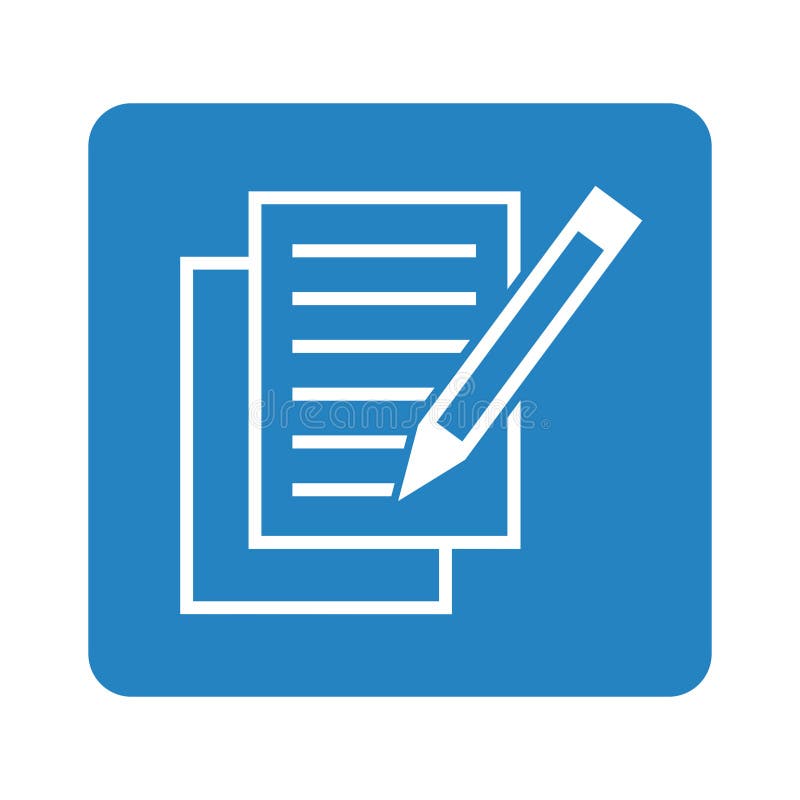 White Notebook Icon in Blue Square Stock Vector - Illustration of ...