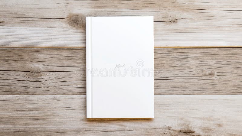 White Notebook Lying on Wooden Table, Minimalist Writing Concept Stock ...