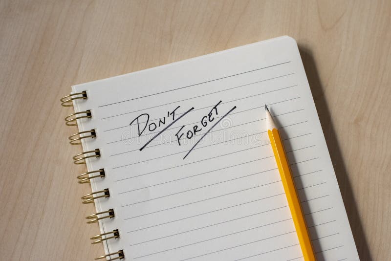 White Notebook with Notes and Wooden Desk Stock Image - Image of forget ...